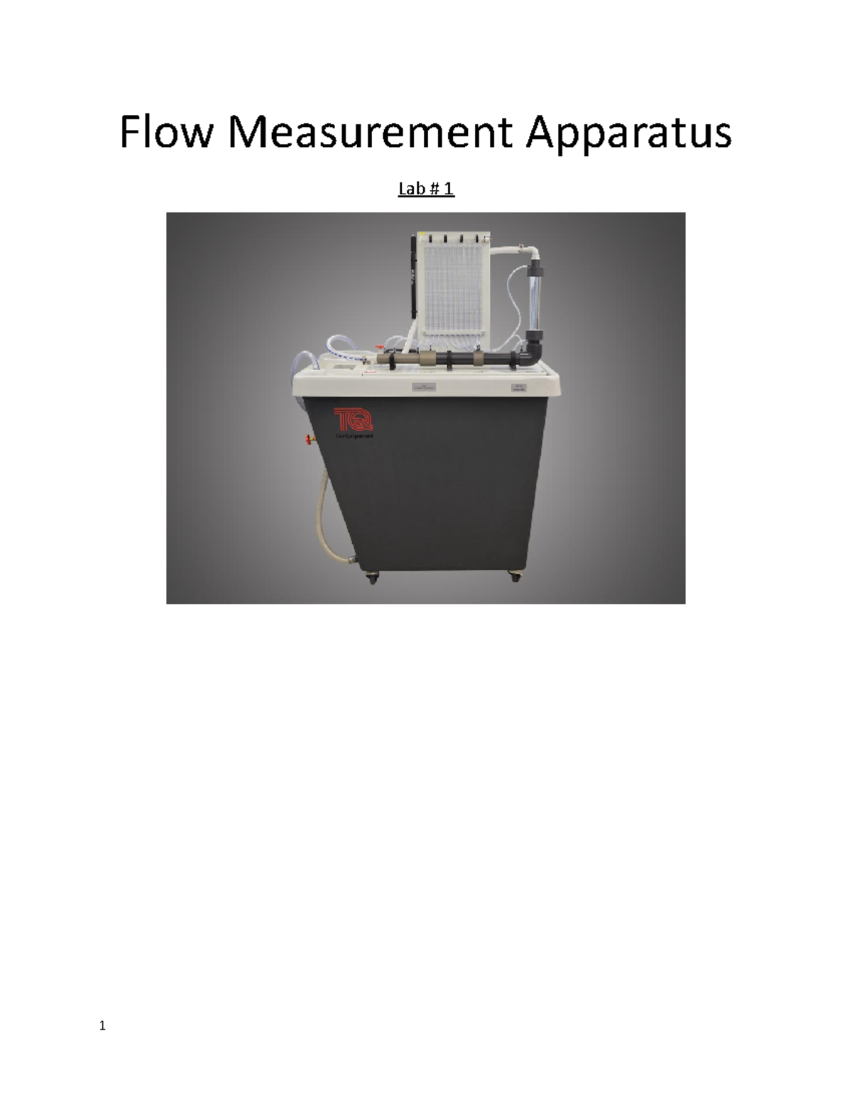 Fluid Lab 1 Ahmed - This is an example of a lab report for Lab 1 ...