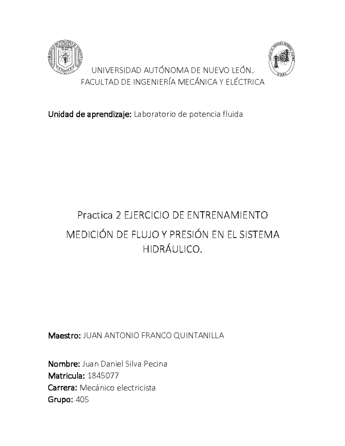 1845077-practica 2 - Practia de laboratorio - Unidad de aprendizaje: Laboratorio de potencia ...