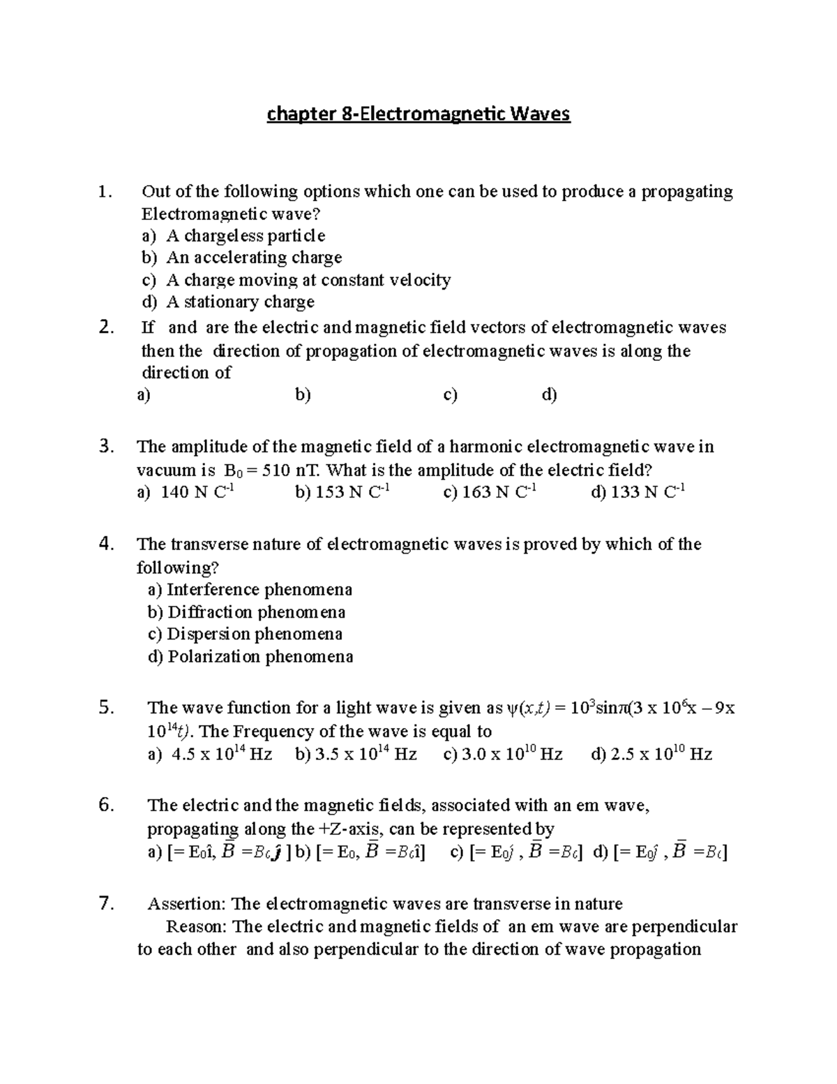 chap 8-Electromagnetic Waves.docx - chapter 8-Electromagnetic Waves Out ...