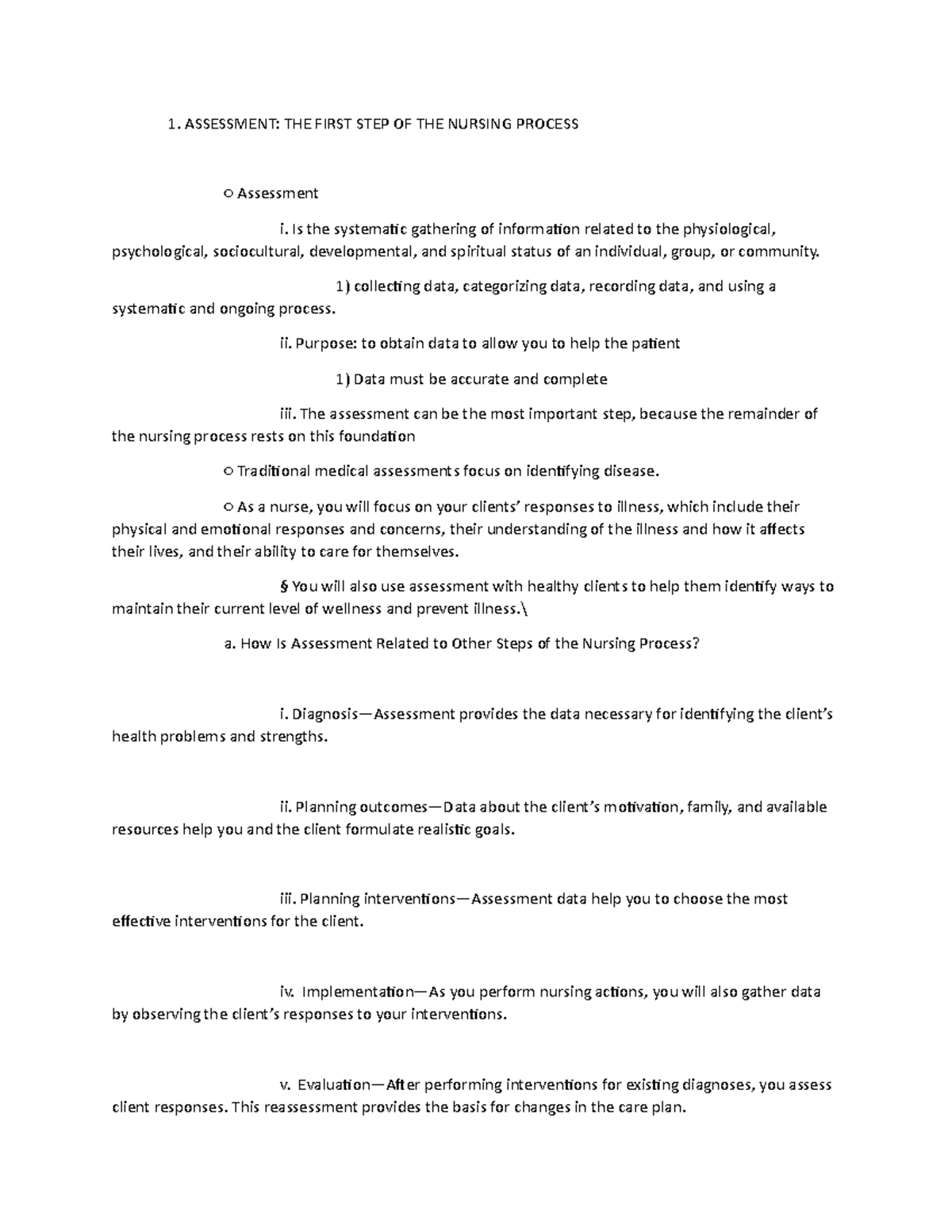 Chapter 3 Assessment Book Notes - 1. ASSESSMENT: THE FIRST STEP OF THE ...