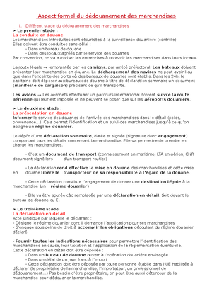 Chapitre 3 : Régimes douaniers - Régimes douaniers I. Régimes généraux ...