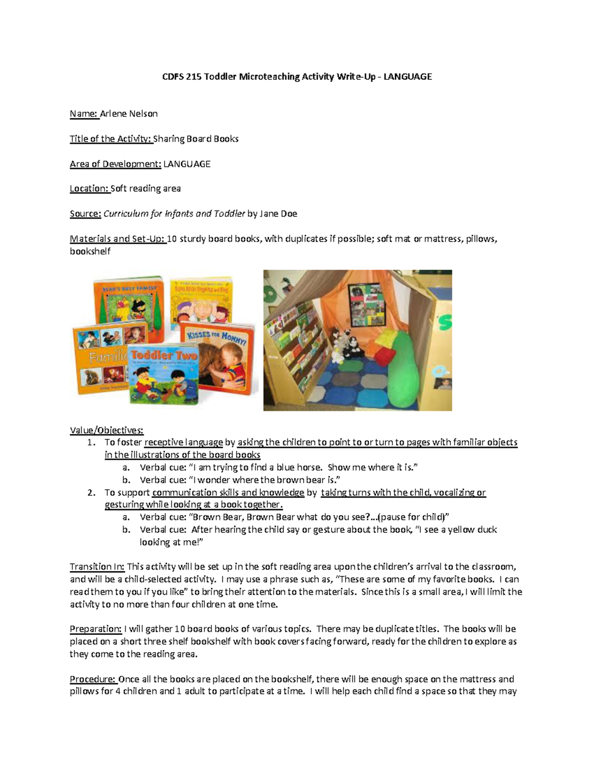 CDFS 215 Microteaching Sample Language Board Books - CDFS 215 Toddler ...