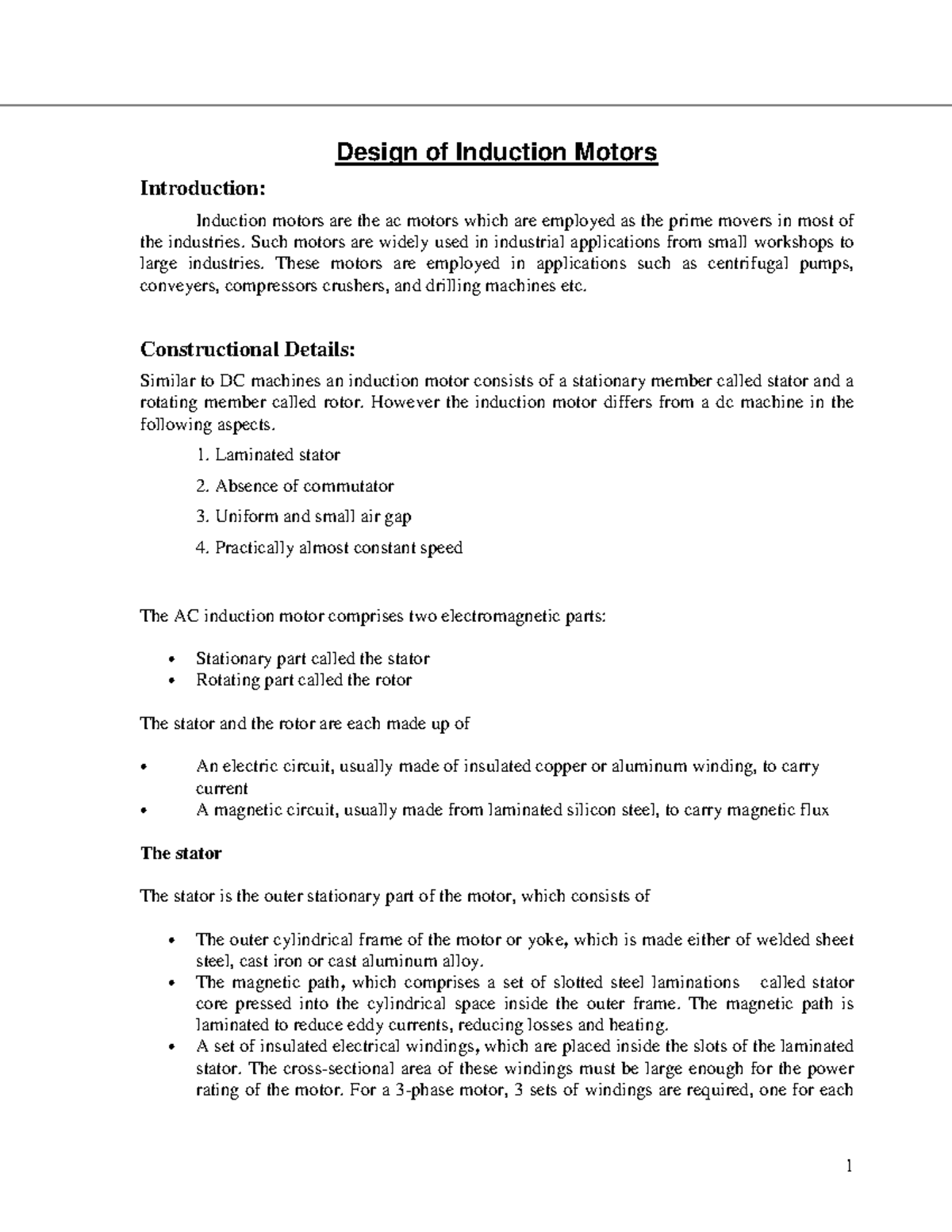 Handouts Design OF Three Phase Induction Motor - Design of Induction ...