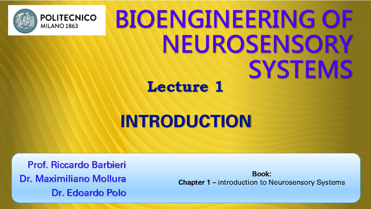 01 BNS 2023 Introduction - BIOENGINEERING OF NEUROSENSORY SYSTEMS ...