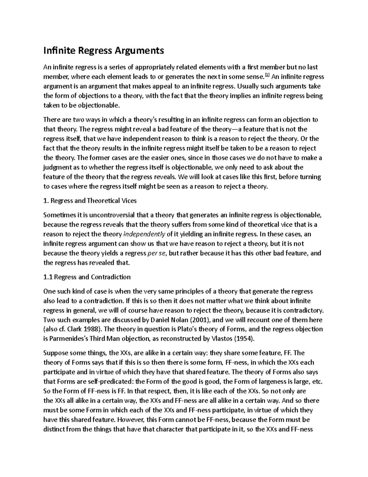 Lecture in Infinite Regress Arguments - Infinite Regress Arguments An ...