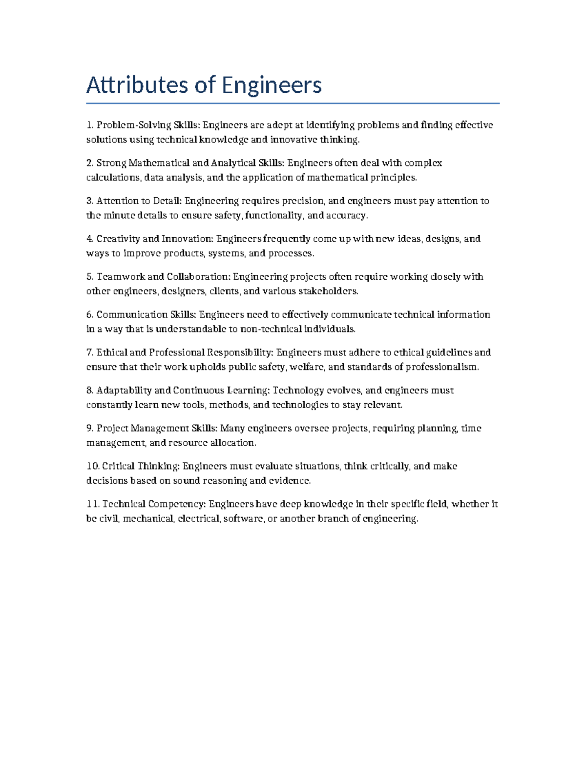 Attributes of Engineers - Problem-Solving Skills: Engineers are adept ...