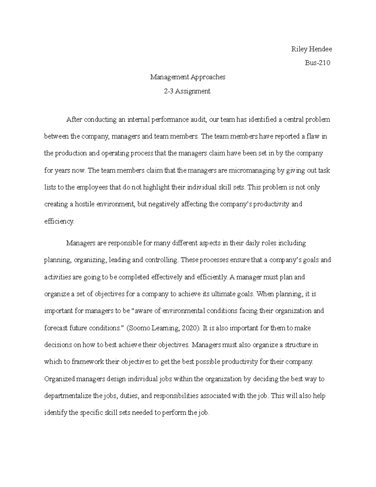 2-3 Module Two Assignment BUS-210 - Riley Hendee Bus- Management ...