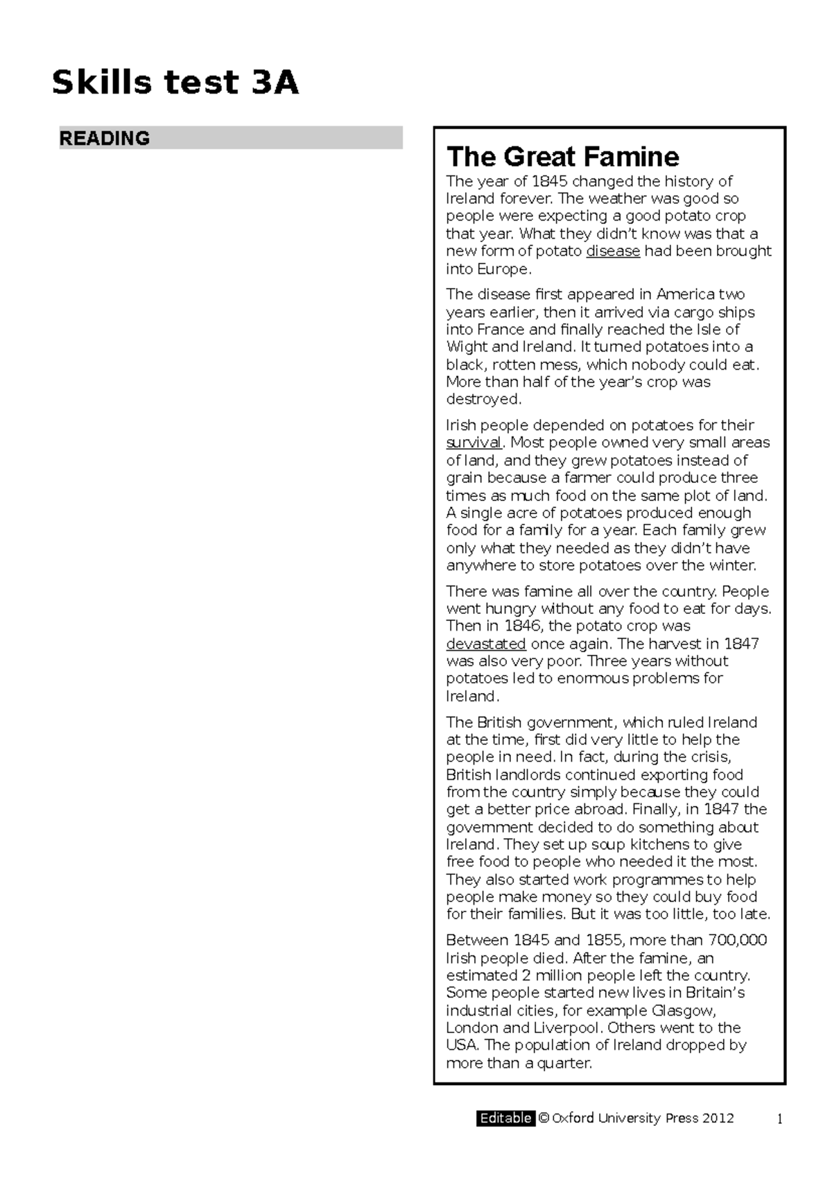 W9S2 Skills TEST - TIẾNG ANH CƠ SỞ - Skills test 3A READING The Great ...