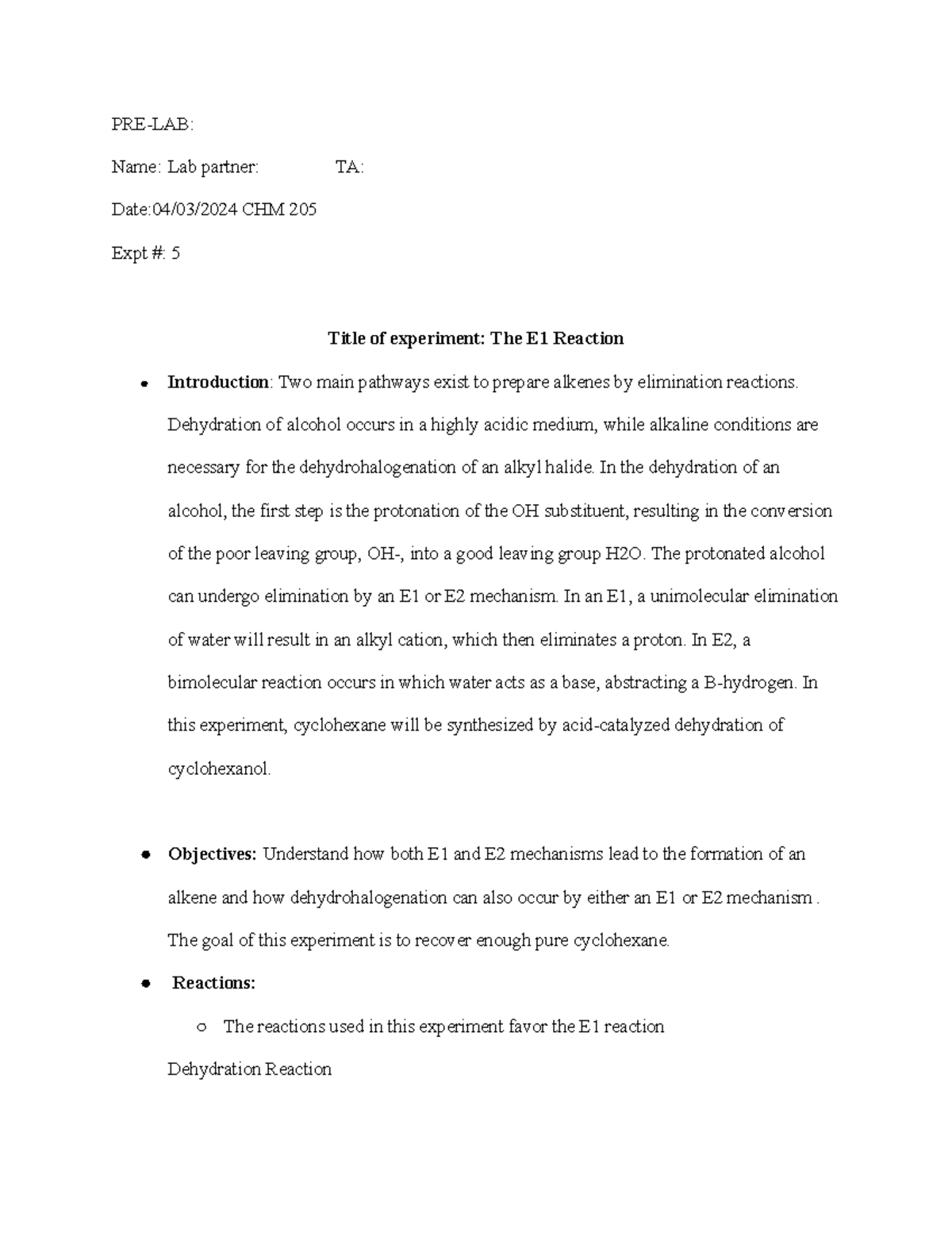 Experiment 5 Report - PRE-LAB: Name: Lab partner: TA: Date:04/03/2024 ...