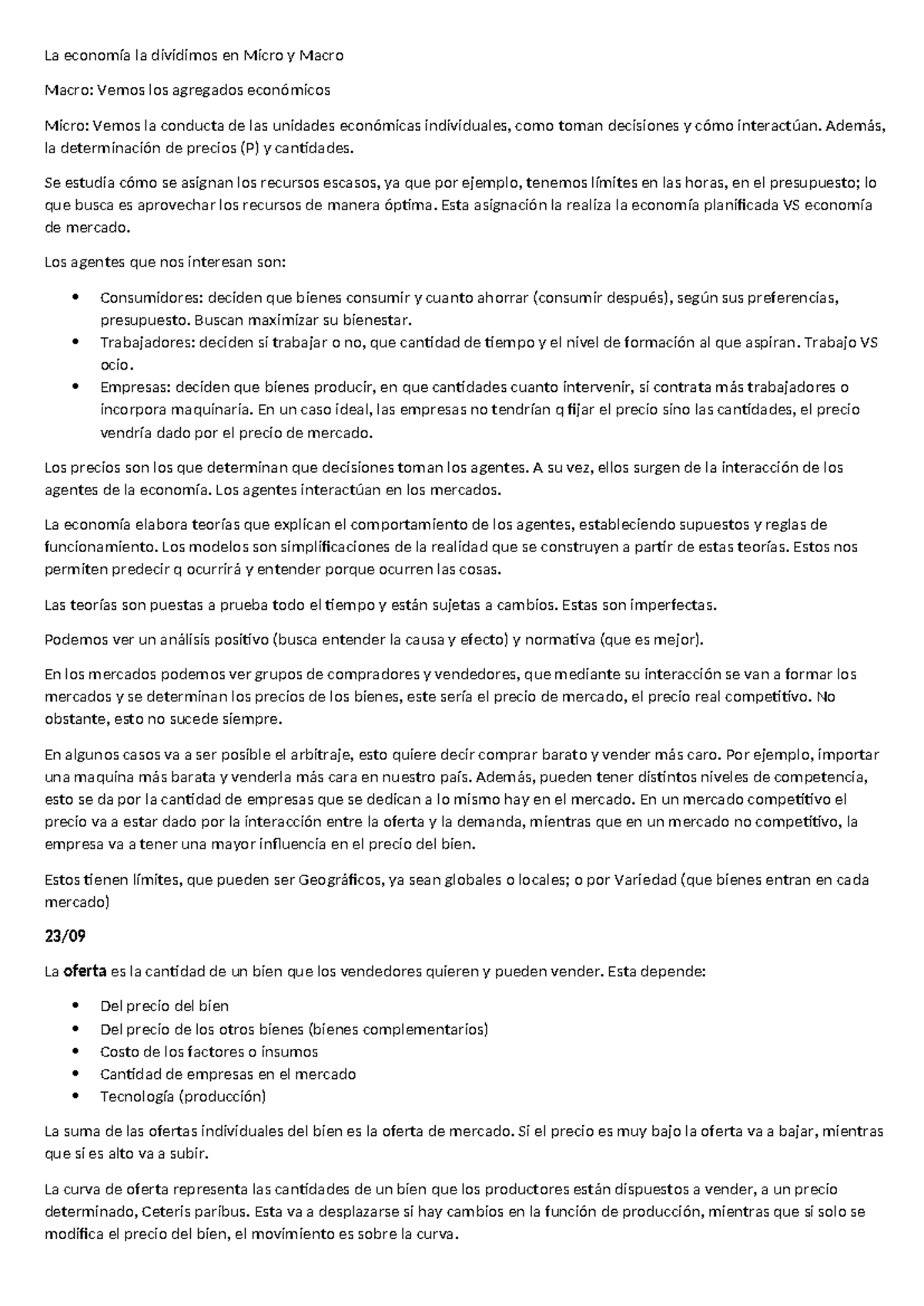 Apuntes - La economía la dividimos en Micro y Macro Macro: Vemos los ...