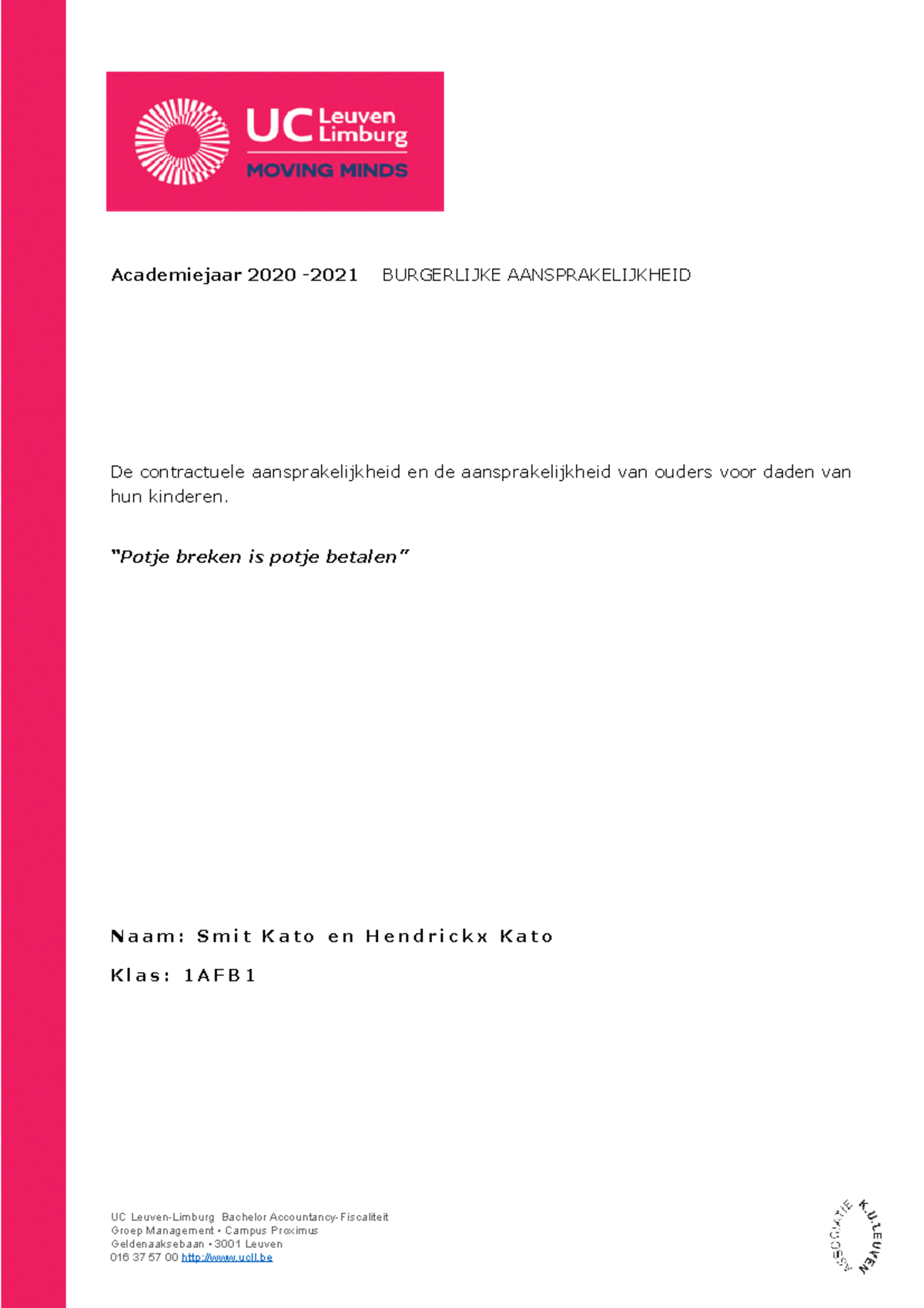 Paper recht ucll accountancy fiscaliteit - Academiejaar 2020 -2021 ...