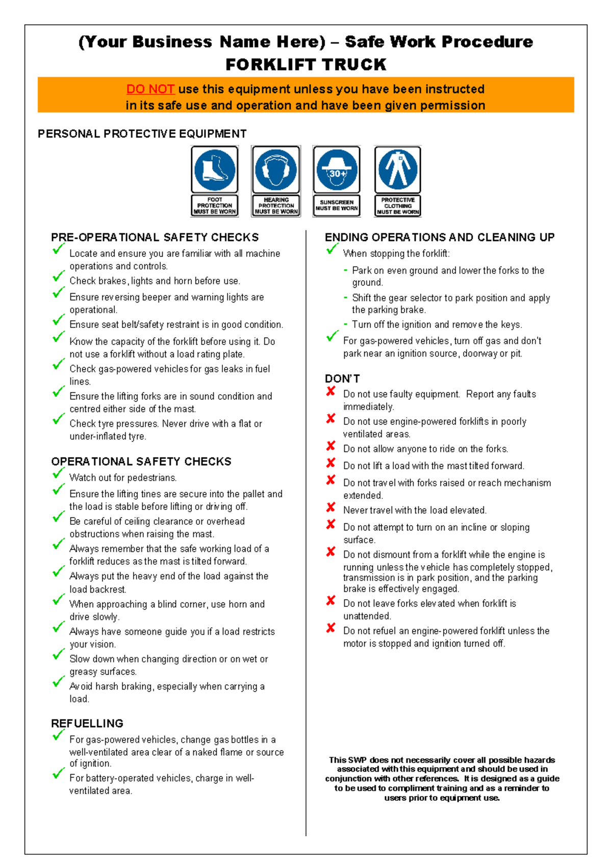 SWP Forklift Truck AS519 - (Your Business Name Here) – Safe Work ...