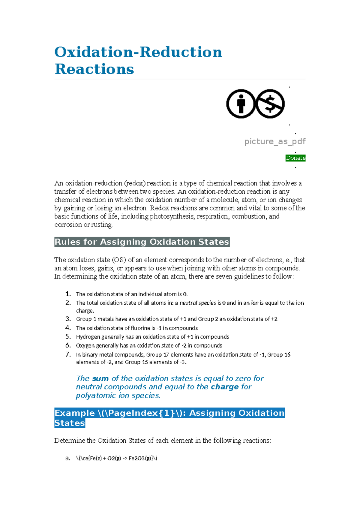 Oxidation-reduction rxn - Oxidation-Reduction Reactions . . . picture_as_pdf . Donate . An - Studocu