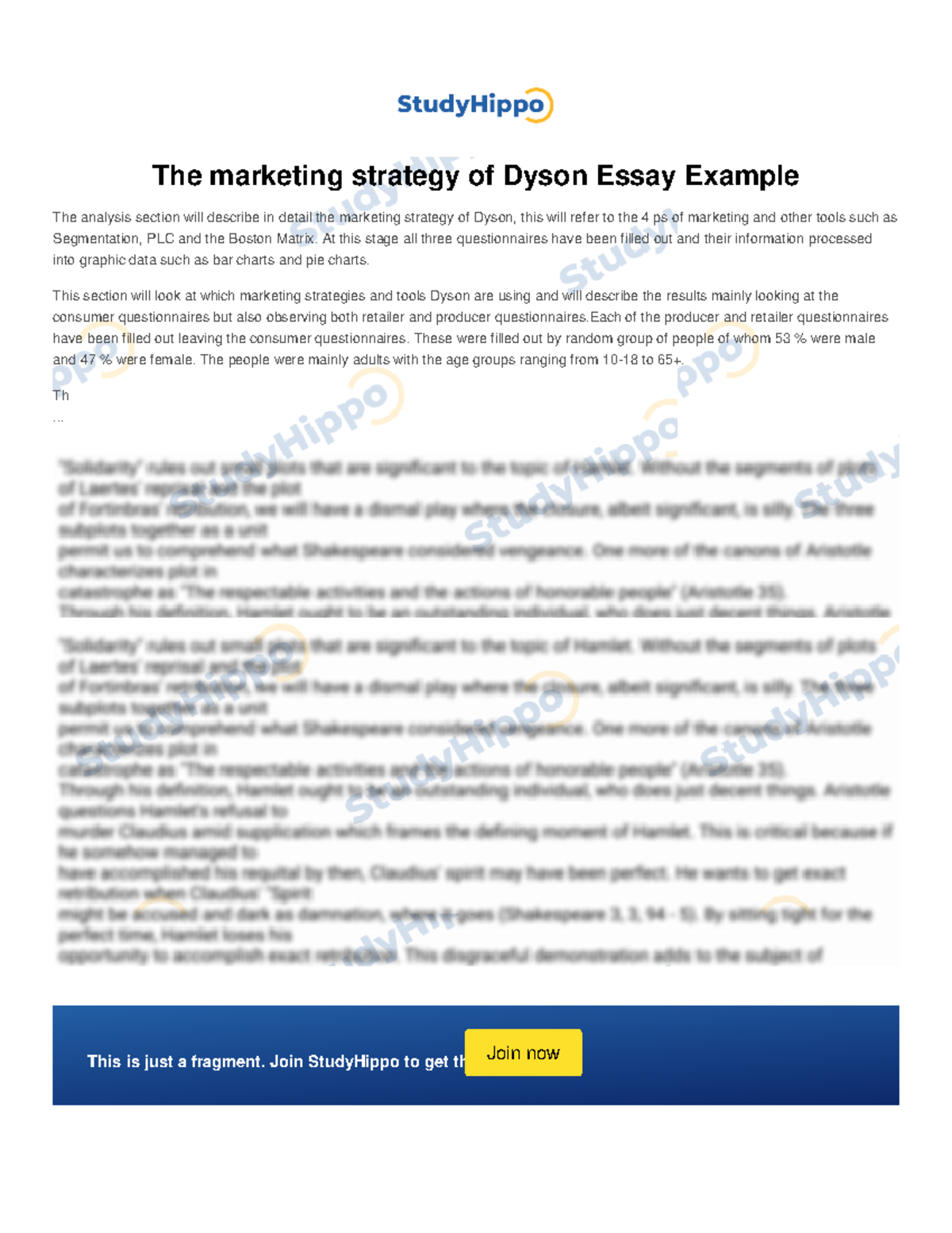 The marketing strategy of Dyson Essay Example - At this stage all three ...