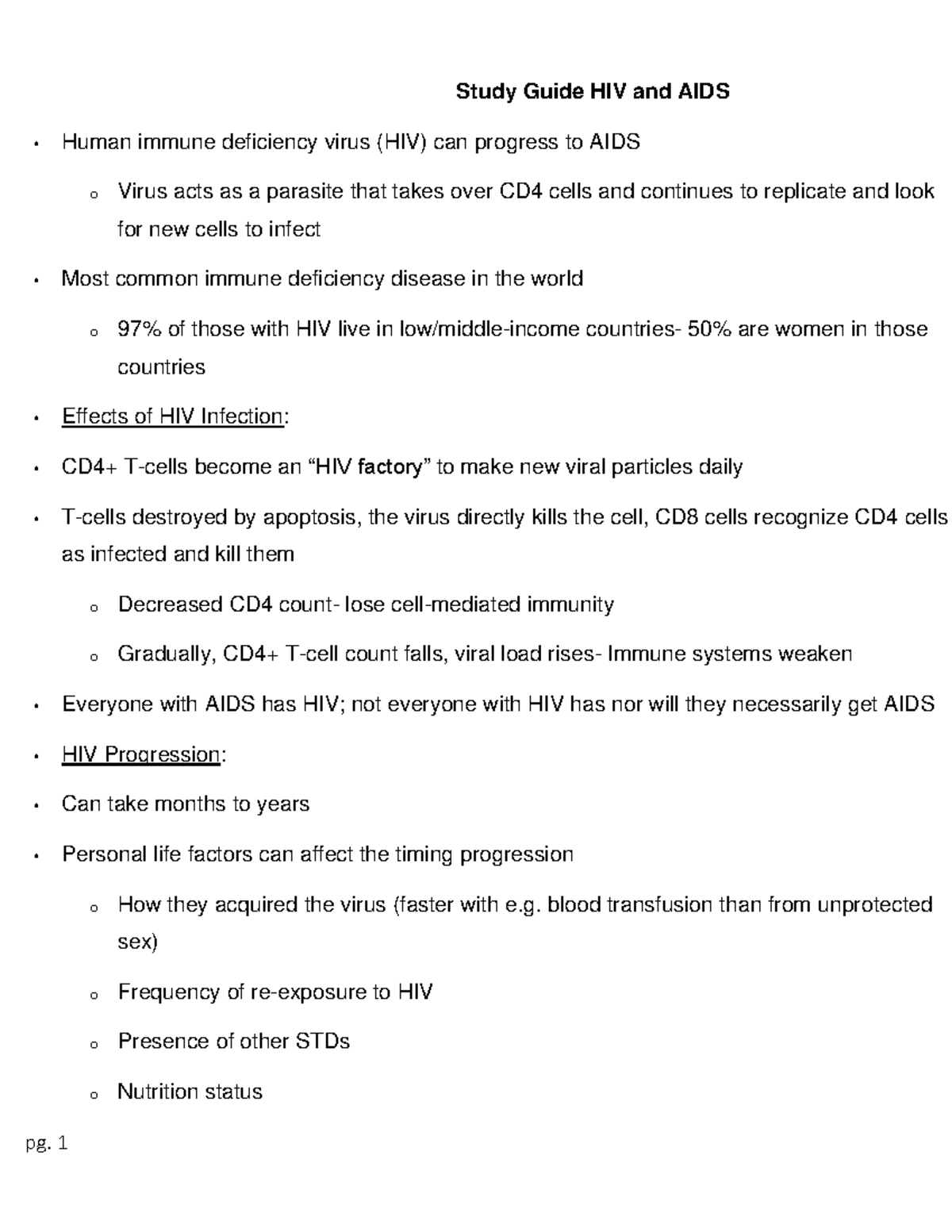 Study Guide HIV and AIDS - blood transfusion than from unprotected sex ...