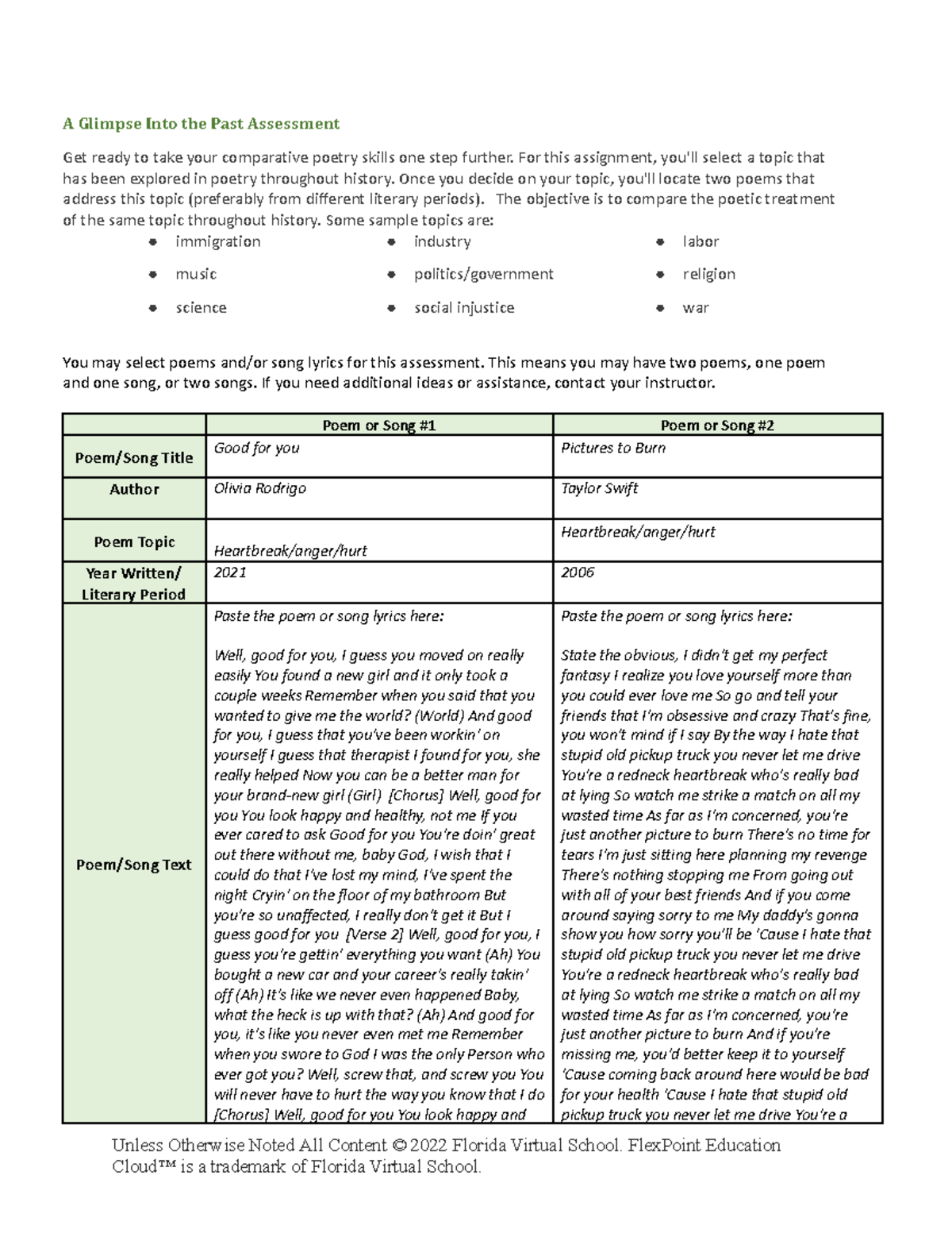 Copy of 5.03 Assessment - A Glimpse Into the Past Assessment Get ready ...