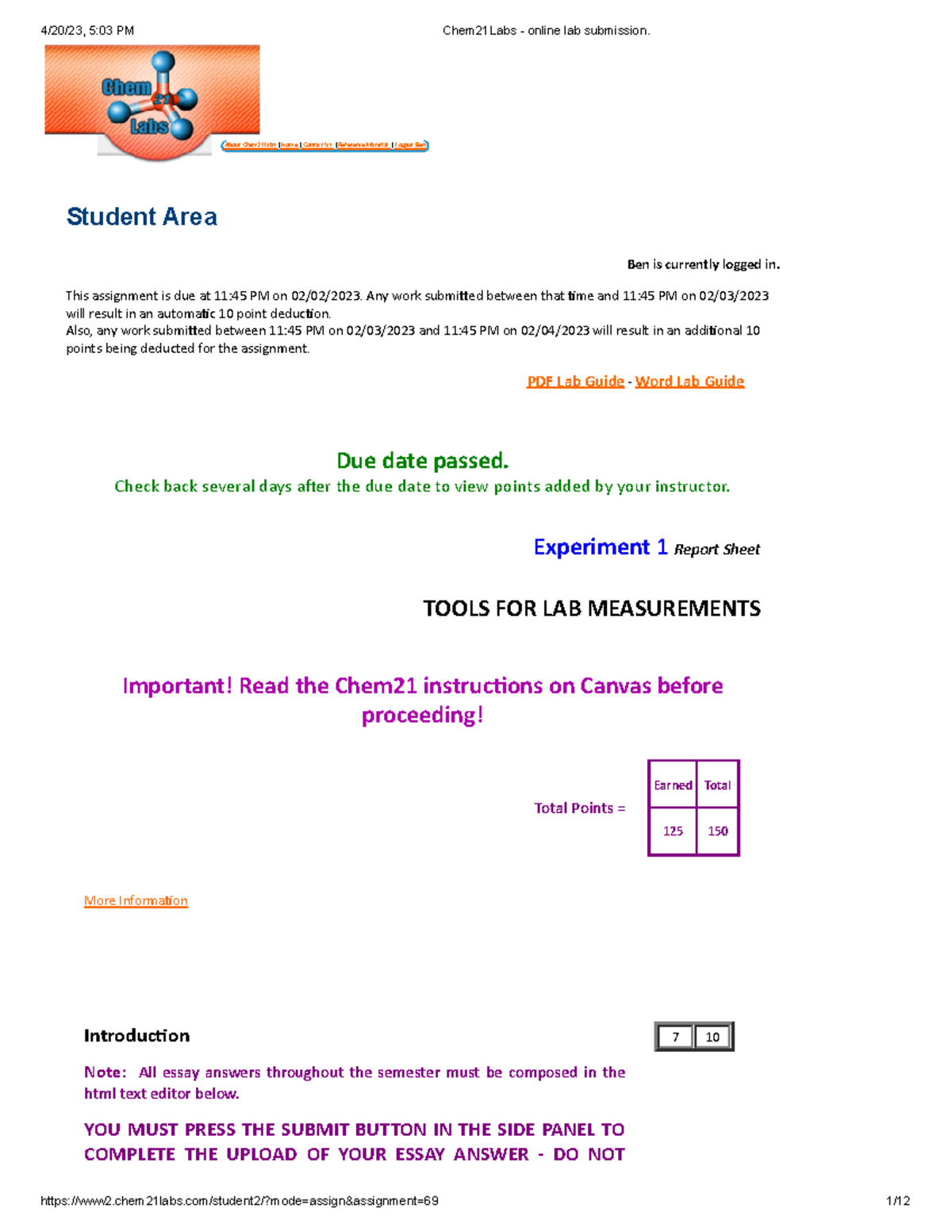 gen chem lab experiment 1 - ####### About Chem21Labs | Home | Contact ...