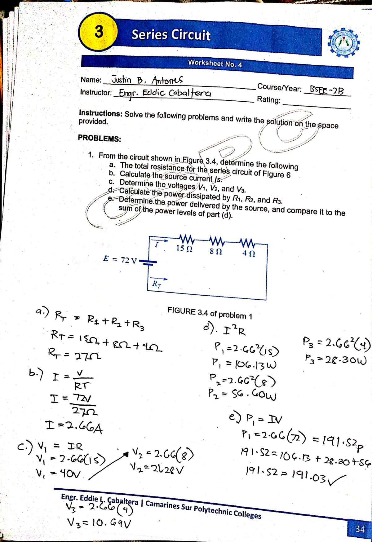 CS PDF 2024-08-29 21 - Circuits assignment - 3 Series Circuit Worksheet ...