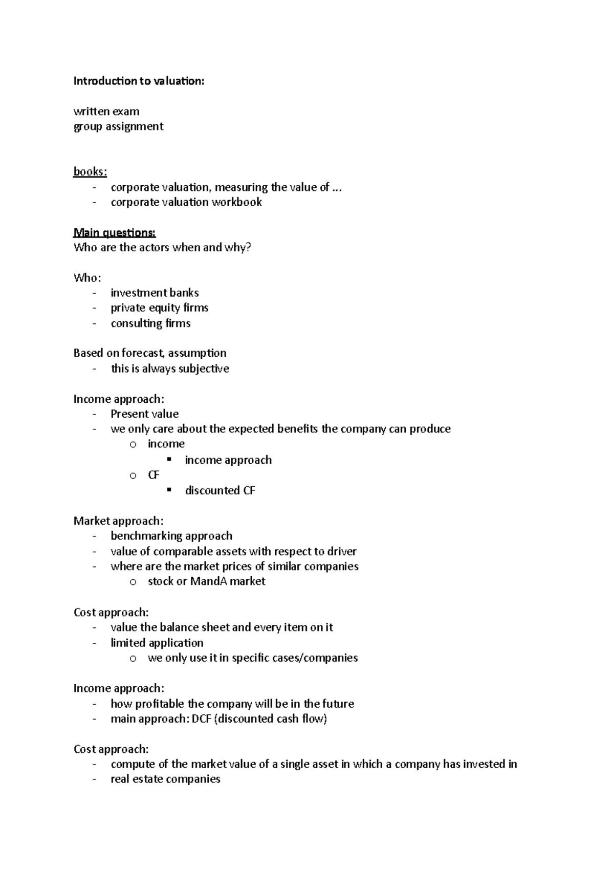Introduction to valuation lecture 1 - Introduction to valuation ...