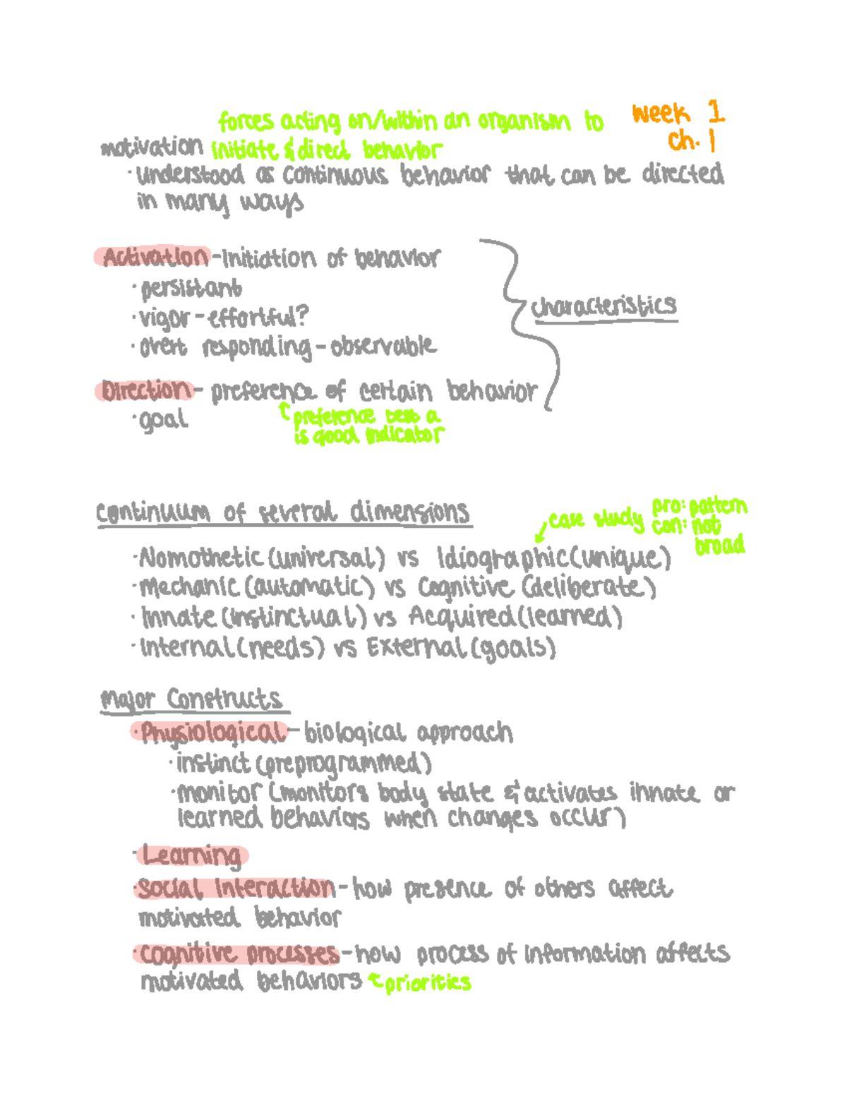 Motivation- Exam 1 - Ryan Darling. Class lecture notes that I went to ...