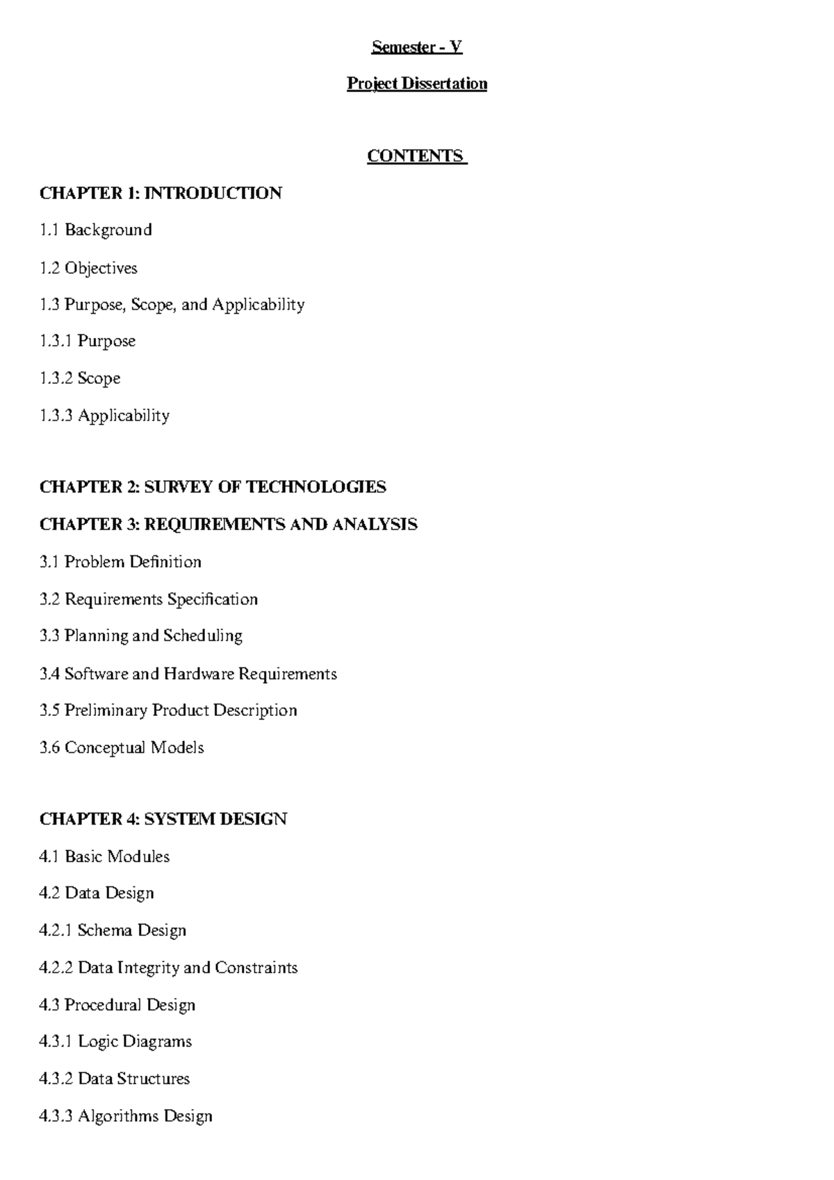 Semester - V project dissertation - Semester - V Project Dissertation CONTENTS CHAPTER 1: - Studocu