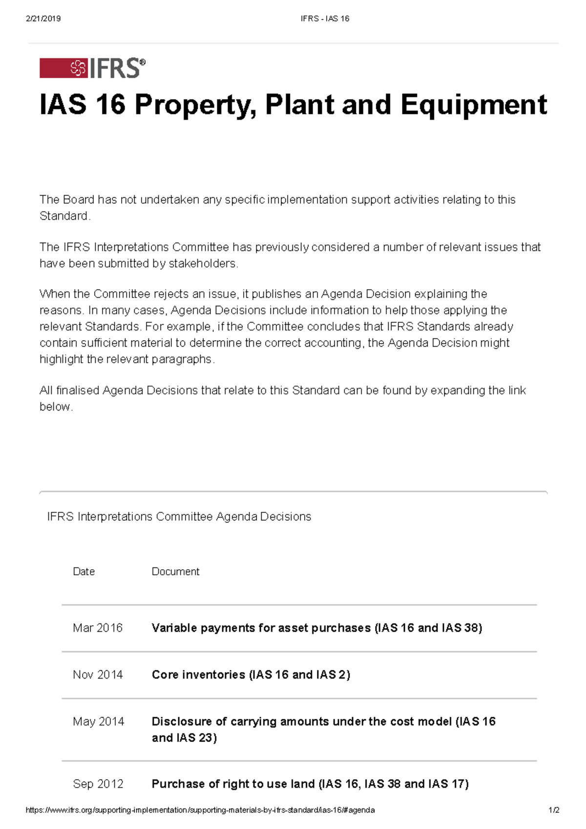 IFRS - IAS 16 - This is related to IFRS. - 2/21/2019 IFRS - IAS 16 ...