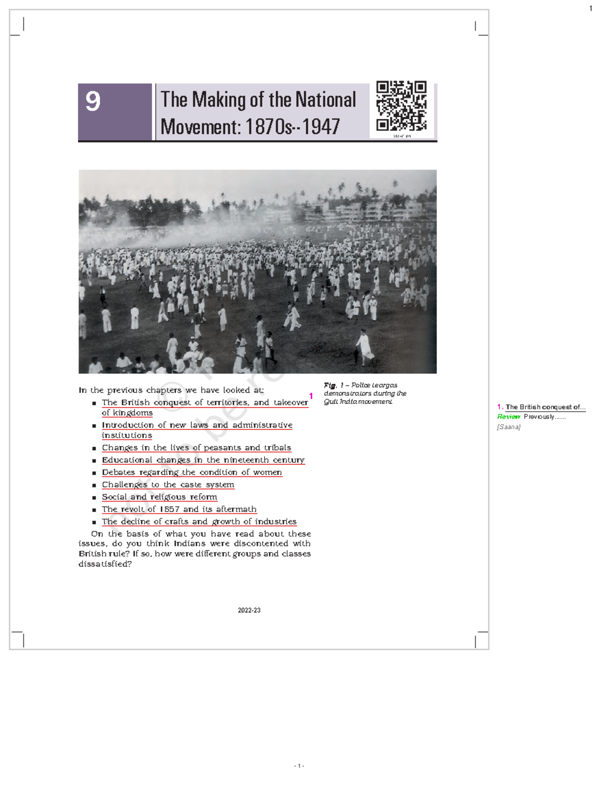 The Making of the National Movements 1870s 1947 - Notes - THE MAKING OF ...