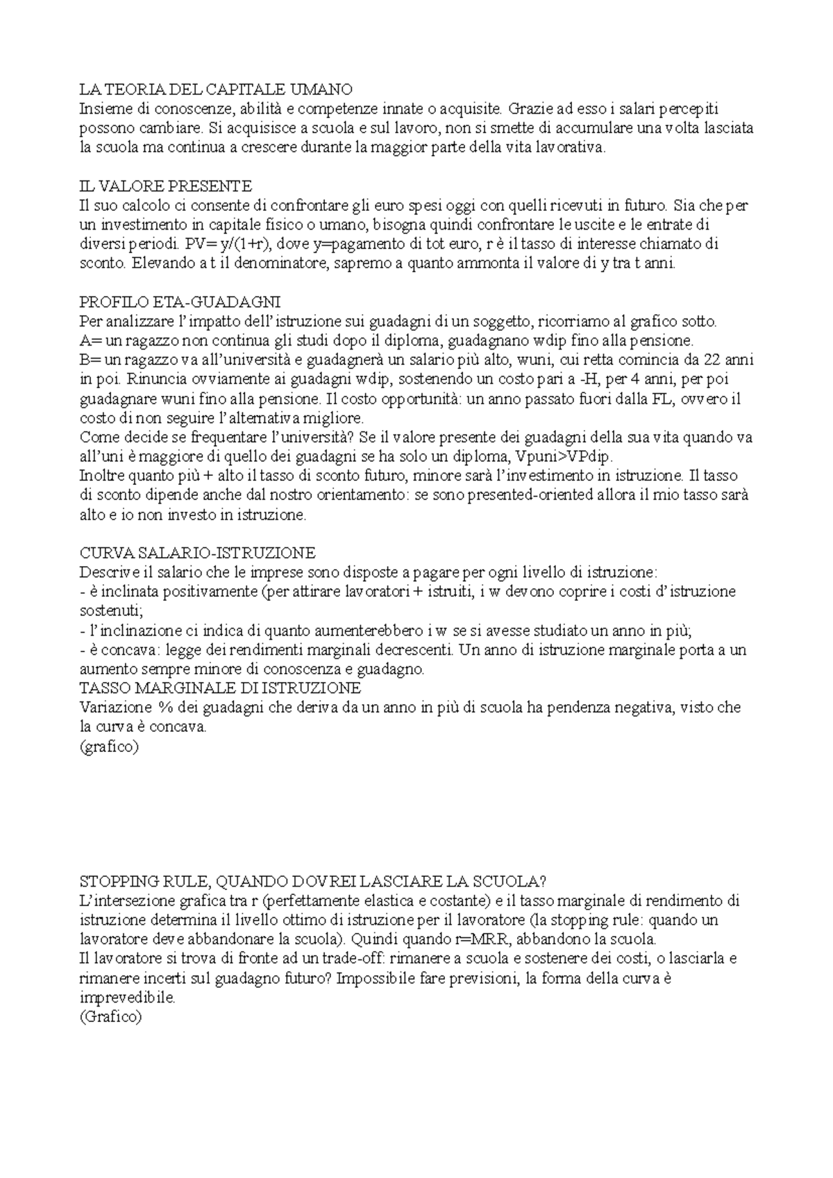 Il capitale umano - LA TEORIA DEL CAPITALE UMANO Insieme di conoscenze ...
