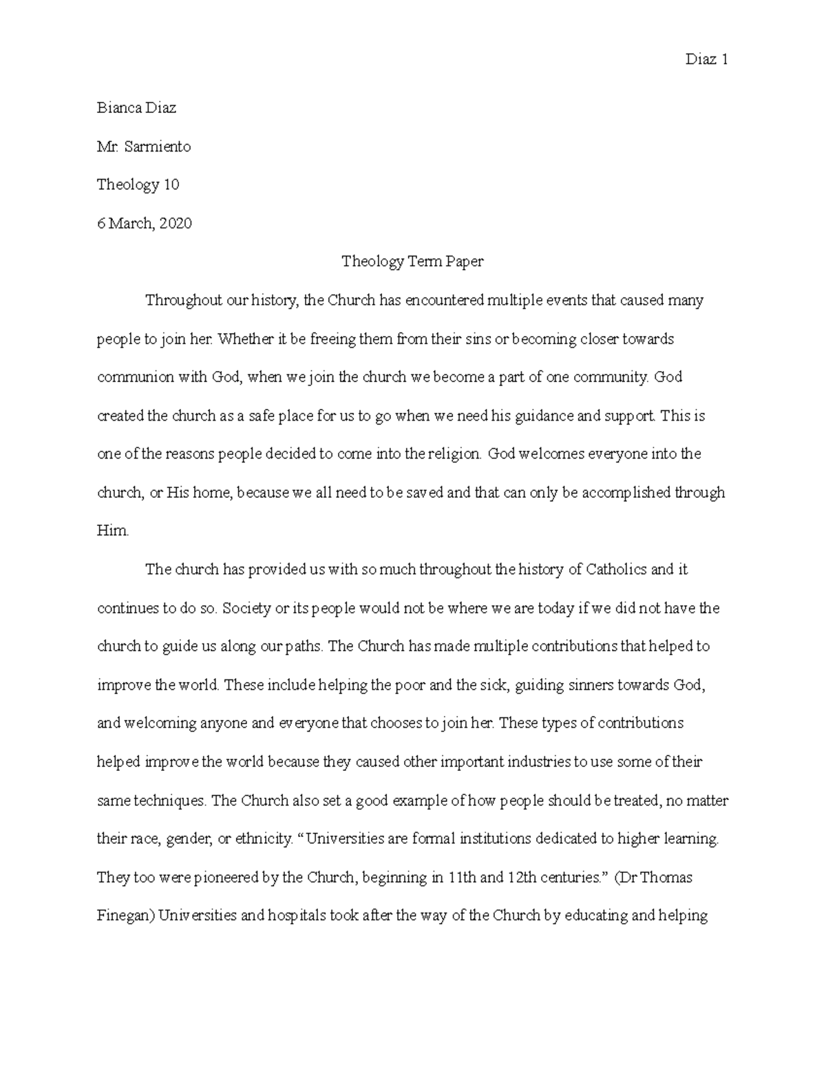 Theology term paper 2 - These are my notes. My notes are based of off ...
