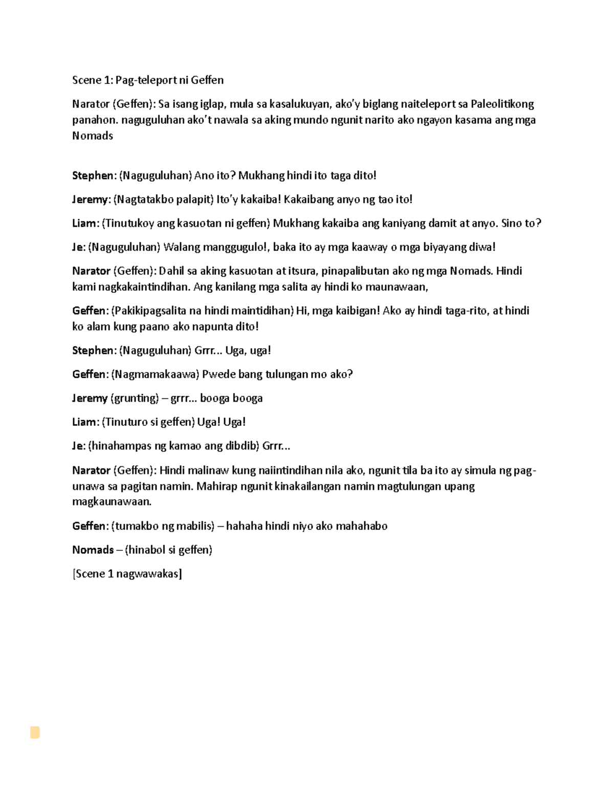 Group 1 Script in USCP - Dfzej - Scene 1: Pag-teleport ni Geffen ...