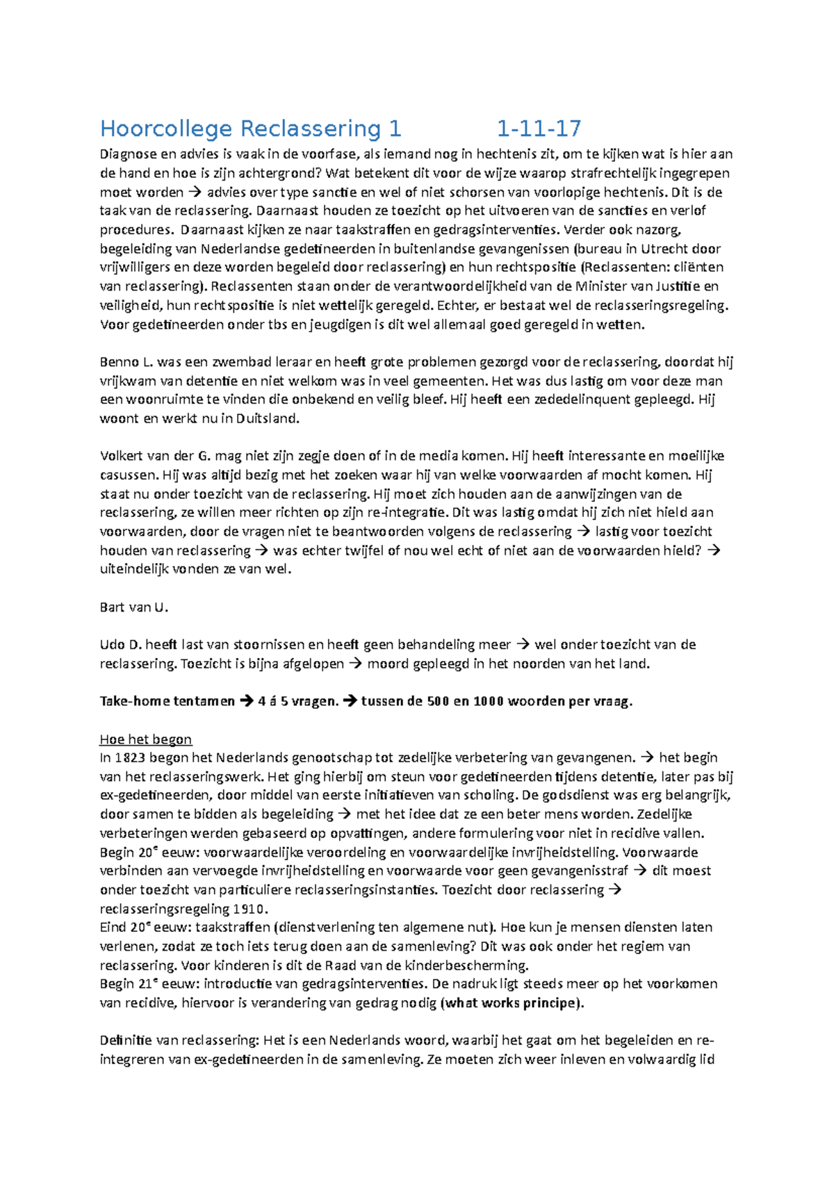 Hoorcolleges reclassering - Dit is de taak van de reclassering ...