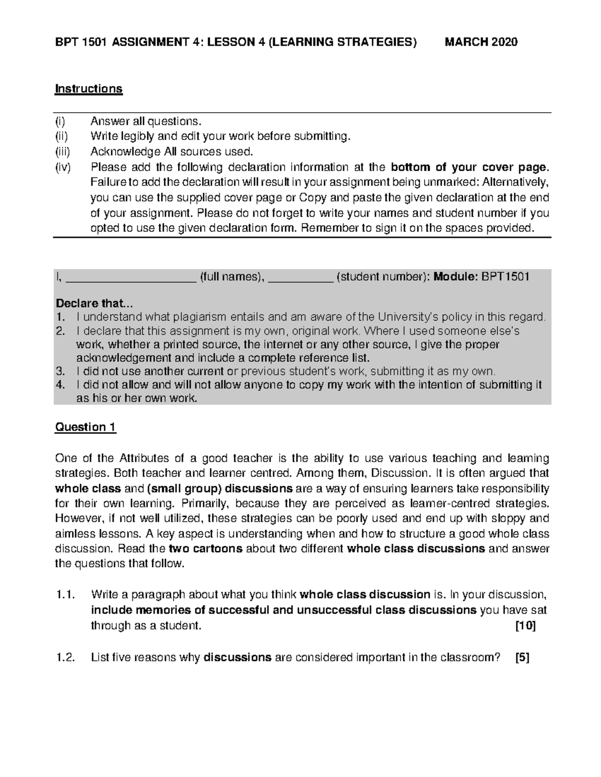 BPT1501-S1-20 Assignment 4 Instructions - BPT 1501 ASSIGNMENT 4 ...