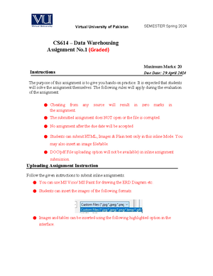 CS614 Solved MCQs Final TERM BY Junaid - CS614-Data Ware House (Solved MCQ’s) LECTURE FROM (23 ...