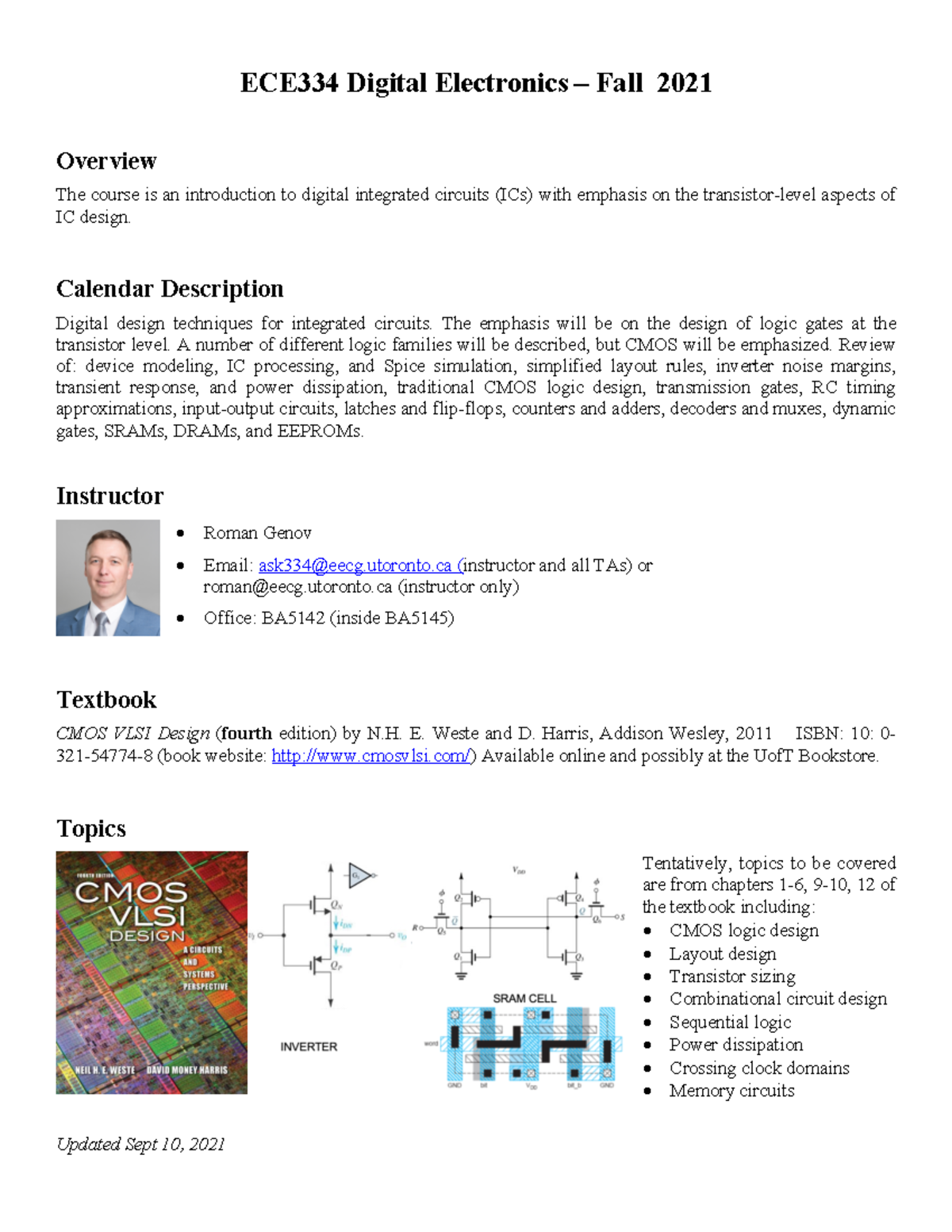 ECE334 Syllabus - n/a - ECE334 Digital Electronics 3 Fall 2021 Overview The course is an - Studocu