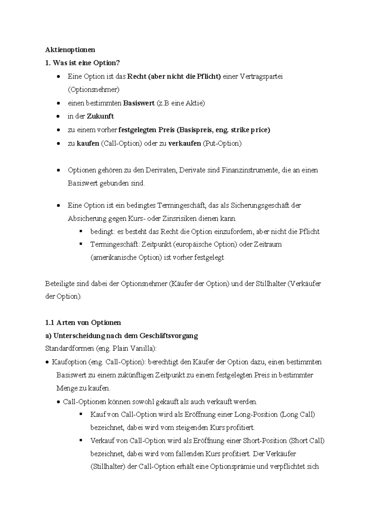 Aktienoptionen - **Aktienoptionen Was ist eine Option?** Eine Option ...