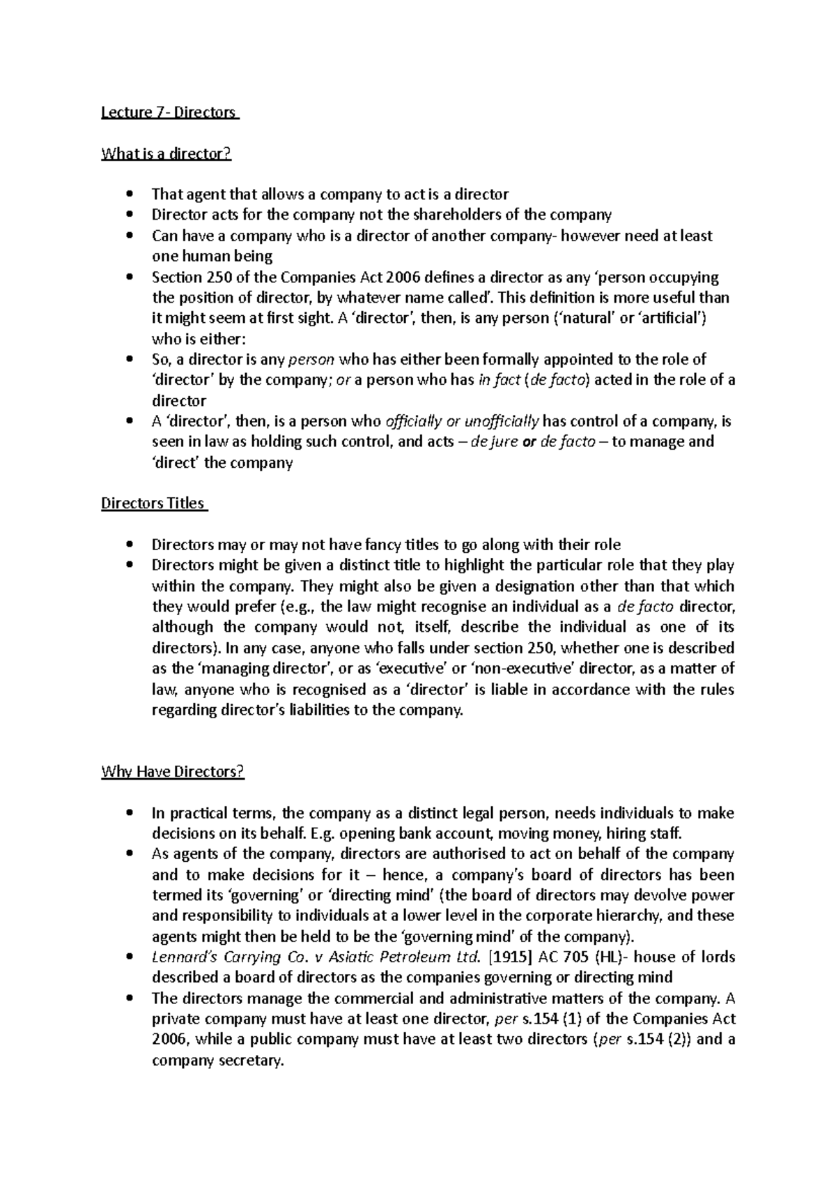 Lecture 7&8 - Directors - Lecture 7- Directors What is a director? That ...