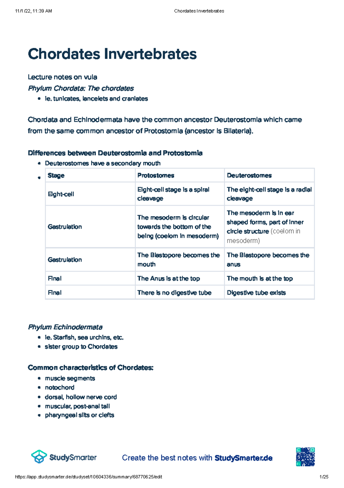 Chordates Invertebrates - Create the best notes with StudySmarter ...