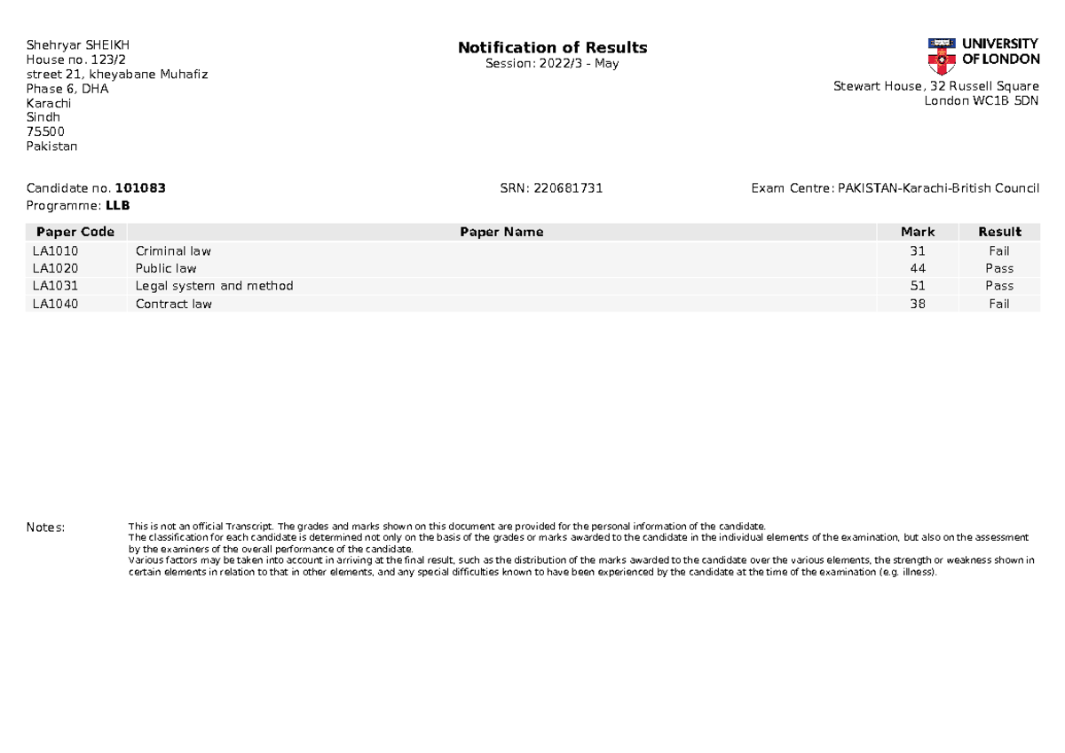 Ess pdf resultnote 10273319 - Shehryar SHEIKH House no. 123/ street 21 ...