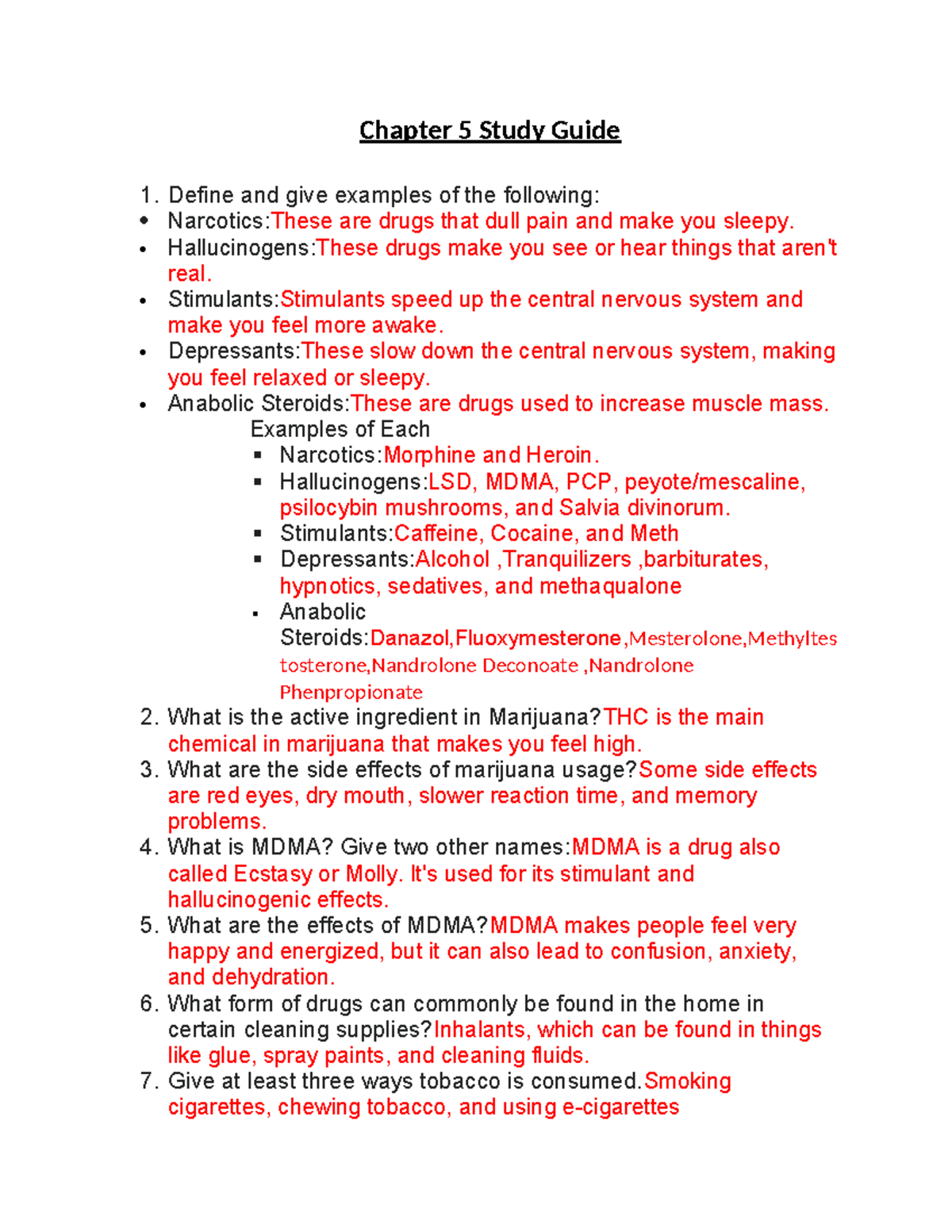 Chapter 5 Study Guide (1) - Chapter 5 Study Guide Define and give ...