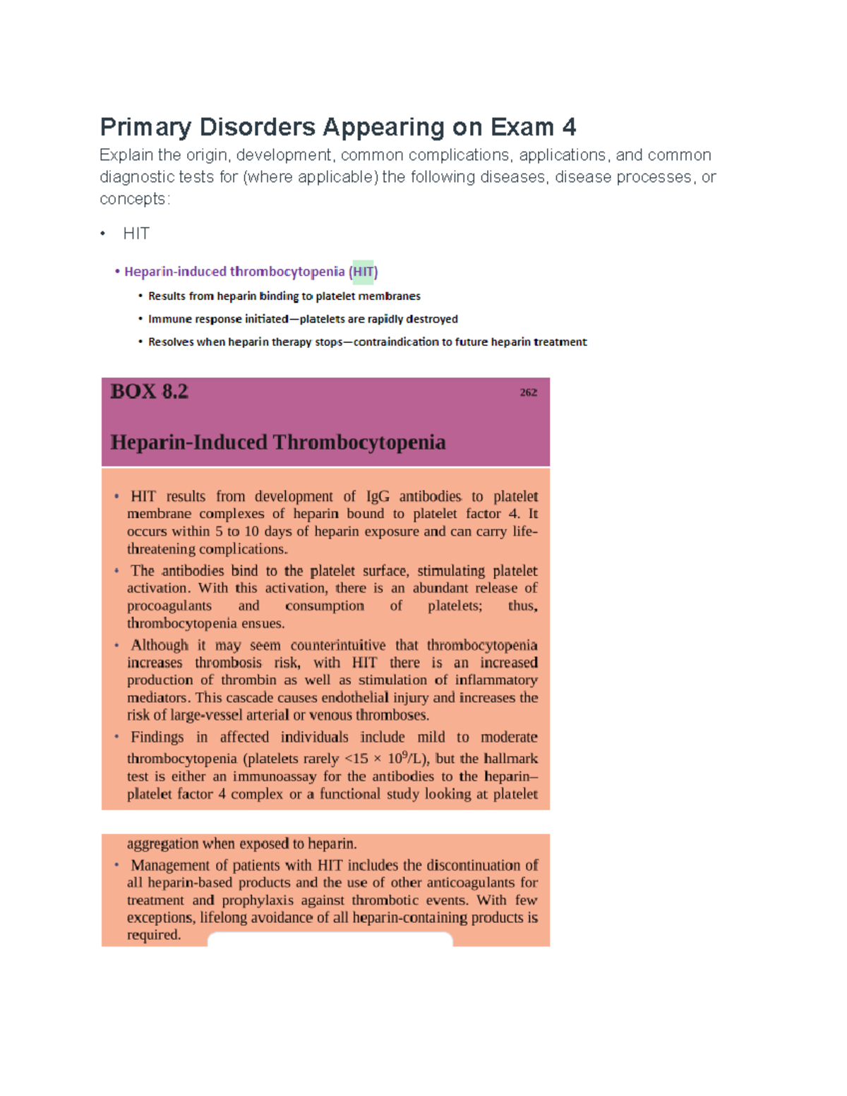 PC705 Module 4 Study Guide - Primary Disorders Appearing on Exam 4 ...