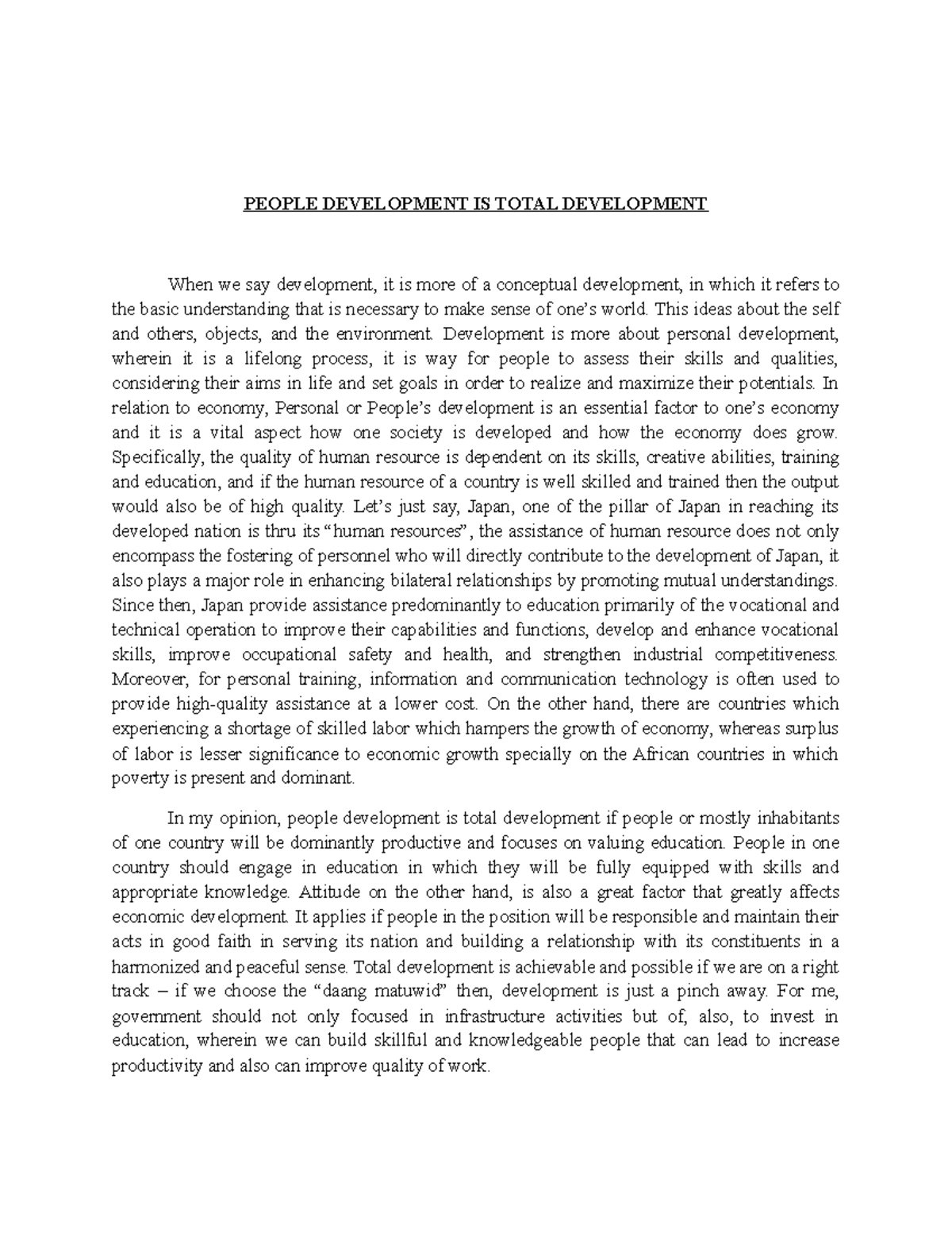 People Development IS Total Development - PEOPLE DEVELOPMENT IS TOTAL ...