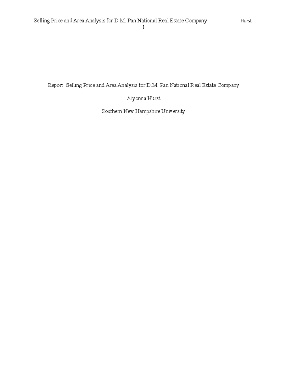 MAT 240 Module Two Assignment - Selling Price and Area Analysis for D ...