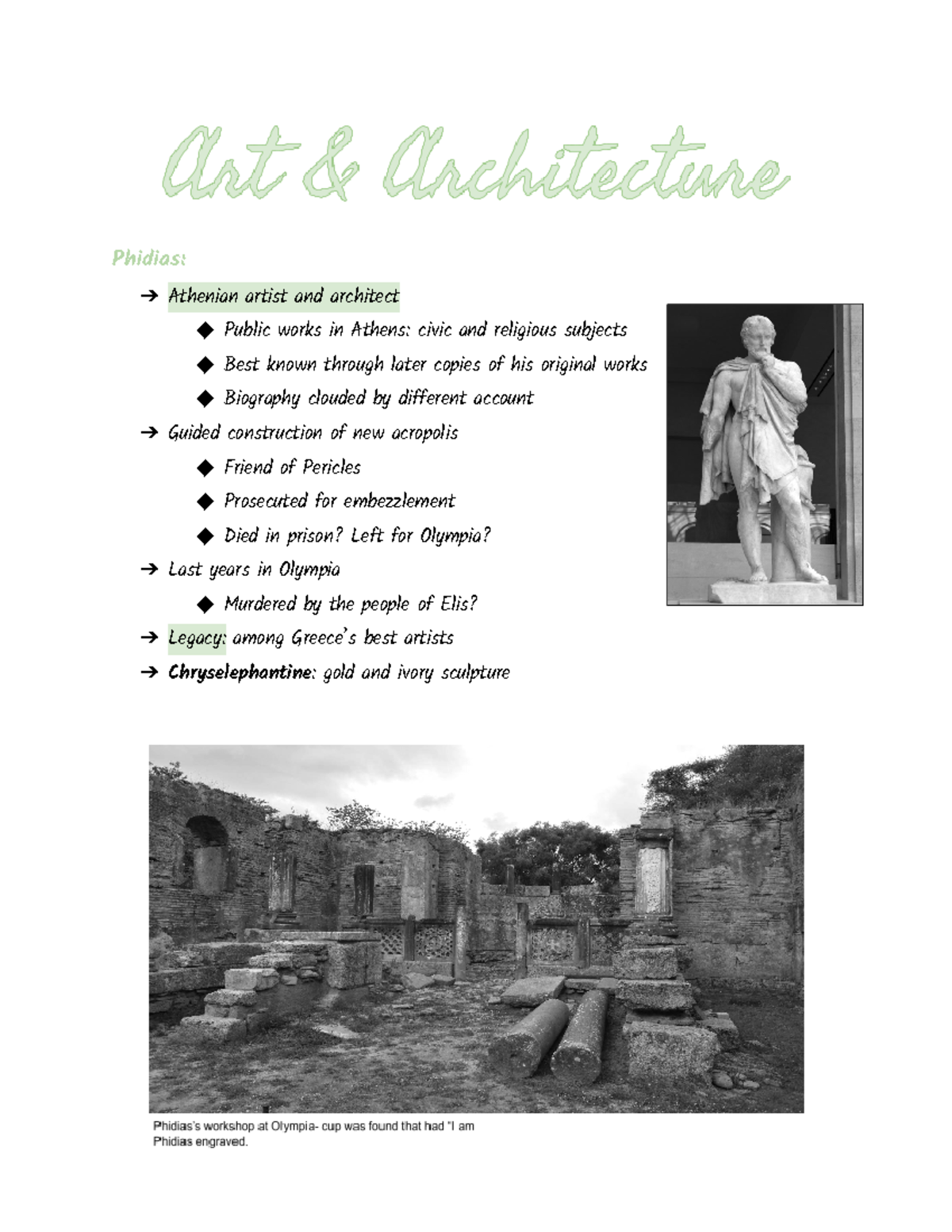 Greek Art & Architecture 2-28 - Phidias: Athenian artist and architect ...