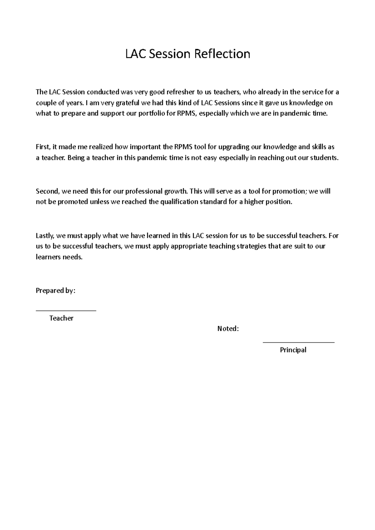 8 LAC Session Rflection - LAC Session Reflection The LAC Session ...