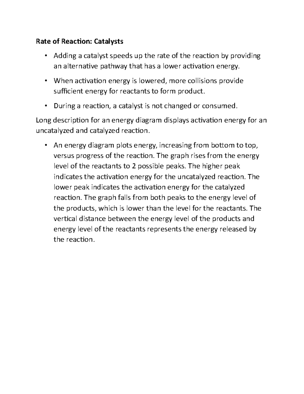 Slide show 6 - Rate of Reaction: Catalysts Adding a catalyst speeds up ...