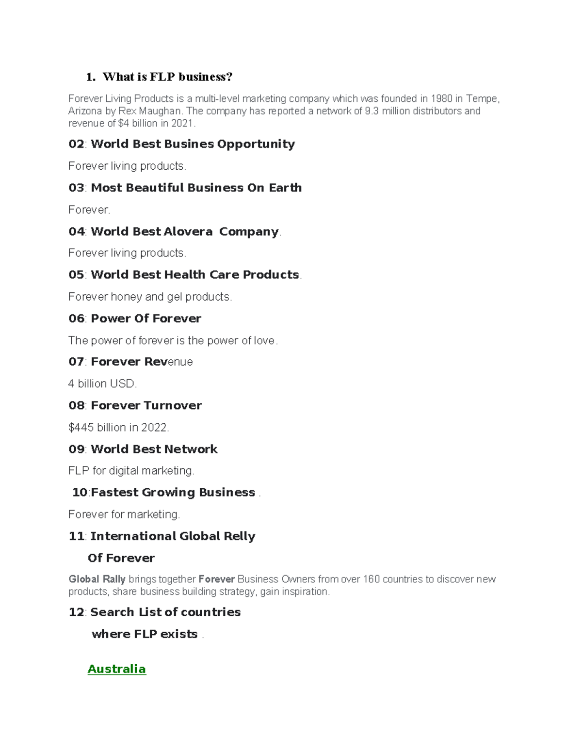 What is FLP business - Forever Living - 1. What is FLP business ...