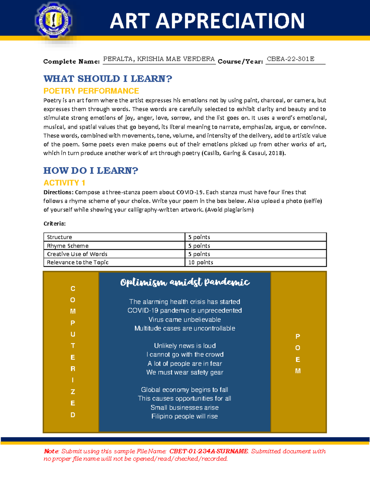 CBEA-22-301E- Peralta AS 5 - Note: Submit using this sample File Name ...