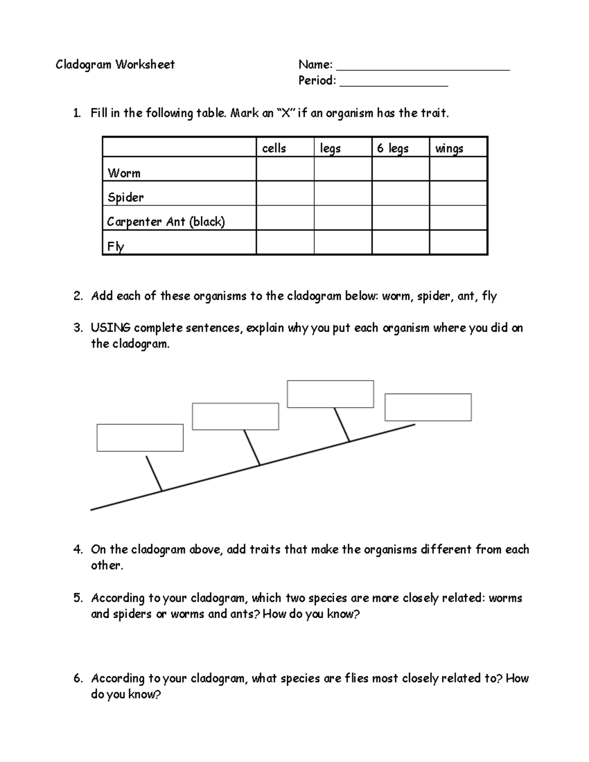 Cladogram - Cool - Cladogram Worksheet Name ...