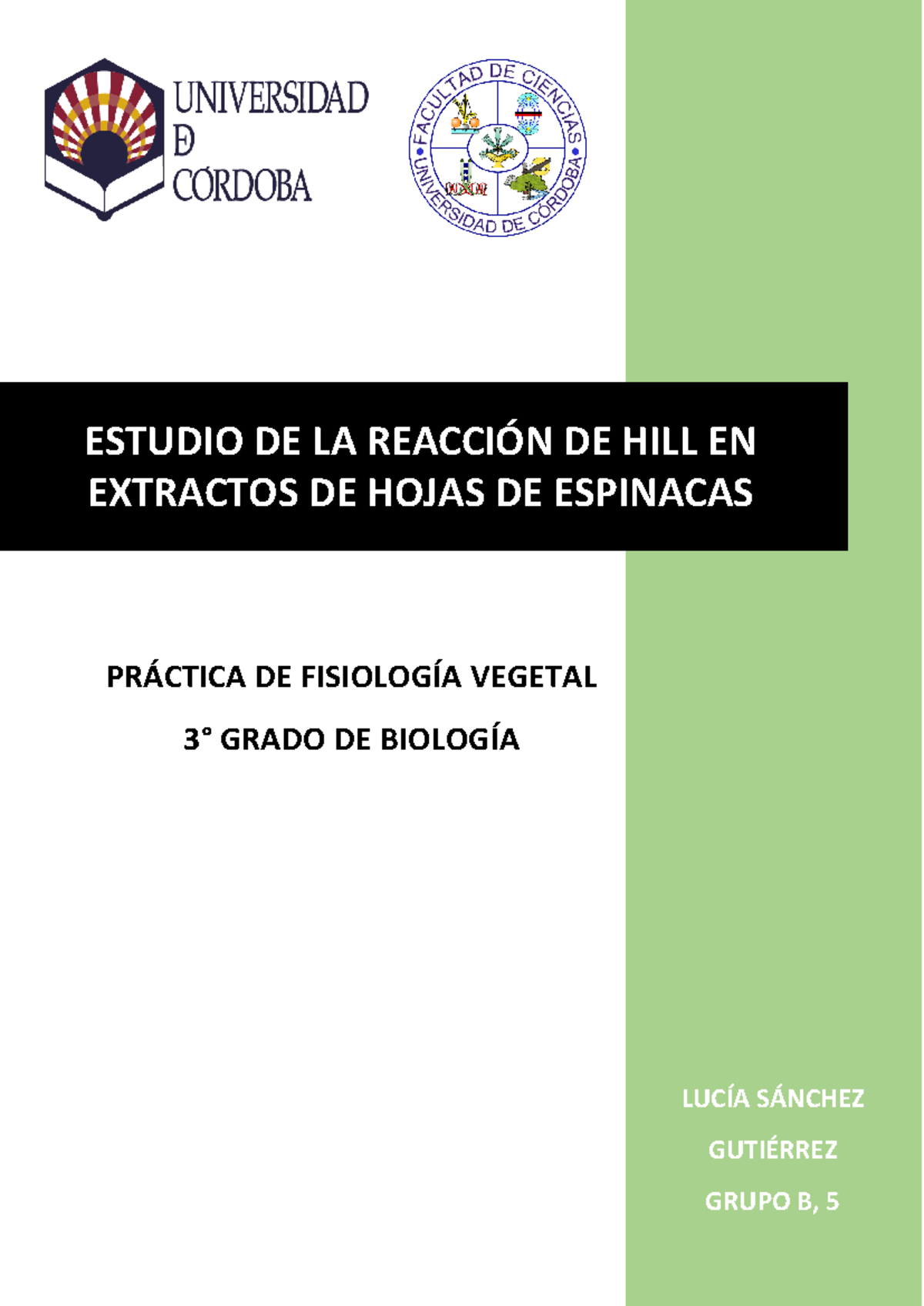 Reaccion Hill_fisiologiavegetal2021-22 - ESTUDIO DE LA REACCIÓN DE HILL ...
