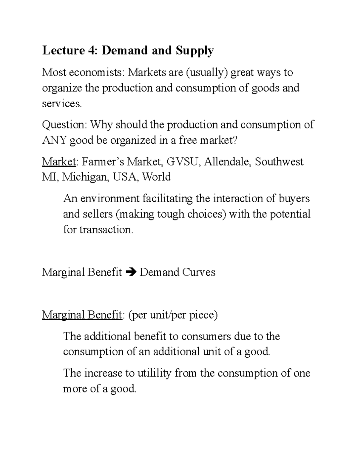 Chapter 4 Notes (Student Version) - Lecture 4: Demand and Supply Most ...